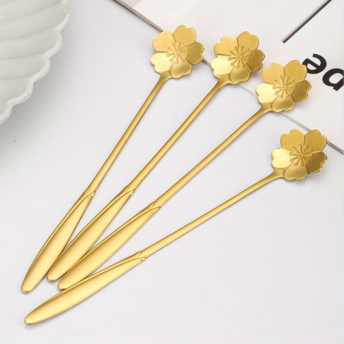 Pack Of 4 Golden Cherry Long Stirring Spoon Coffee - Temu Australia