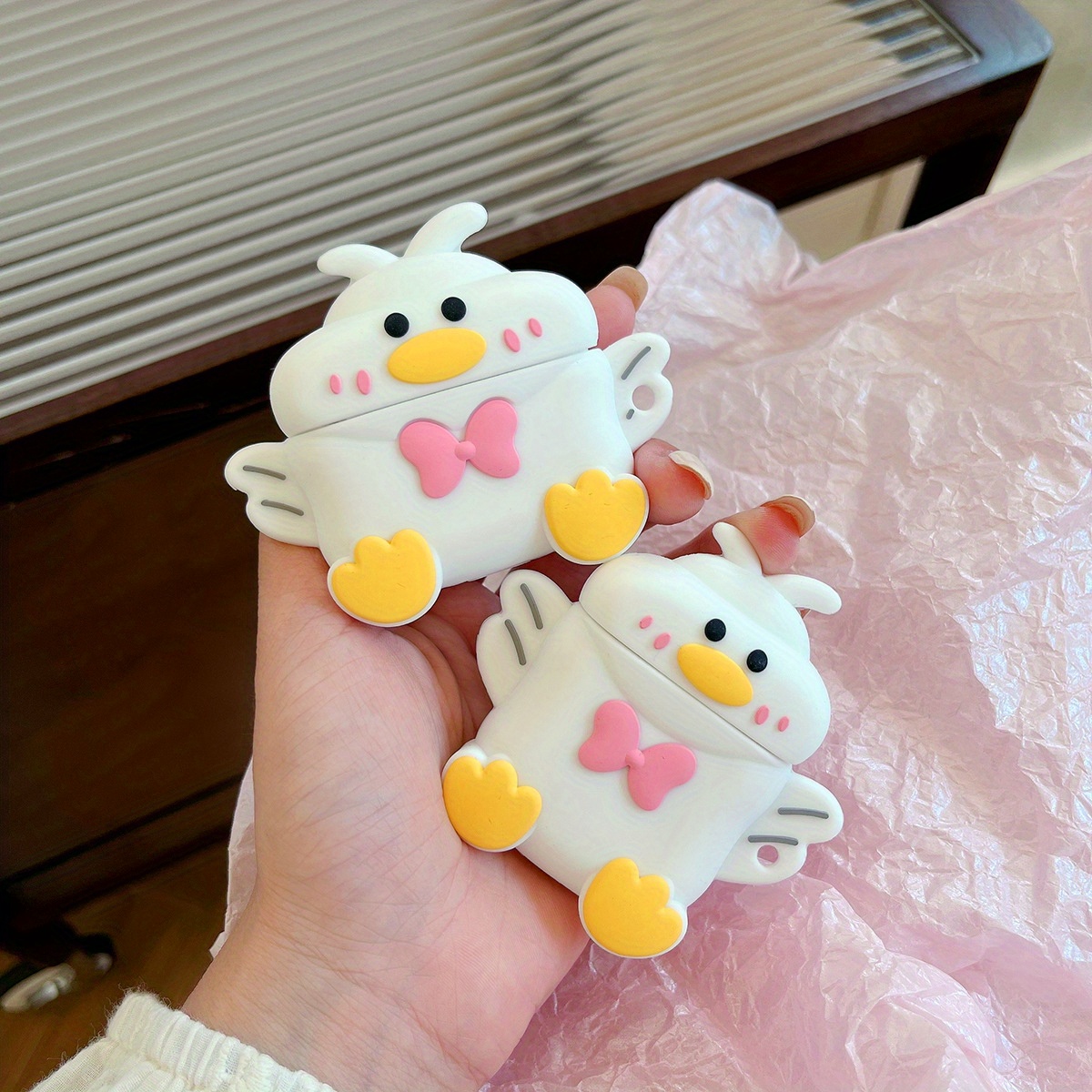 Custom Cute 3d Girly Cartoon Duck Silicone Earphone Cases - Temu New ...