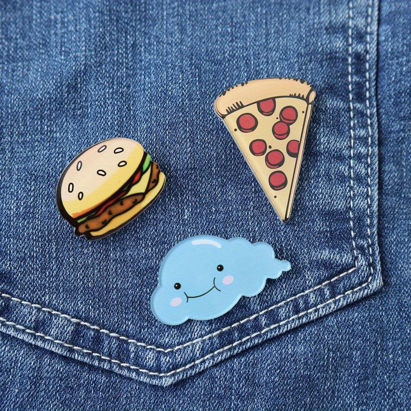 A Cute Acrylic Brooch Cartoon Hamburger Pizza Cactus Popcorn - Temu ...