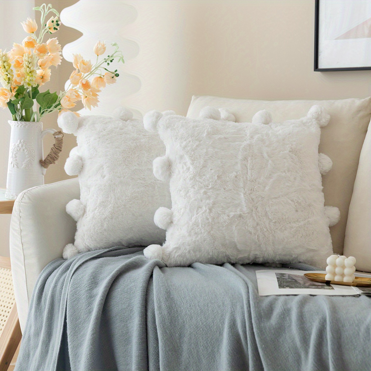 Decorative Throw Pillow Covers Soft Rabbit Fur Warm - Temu Canada