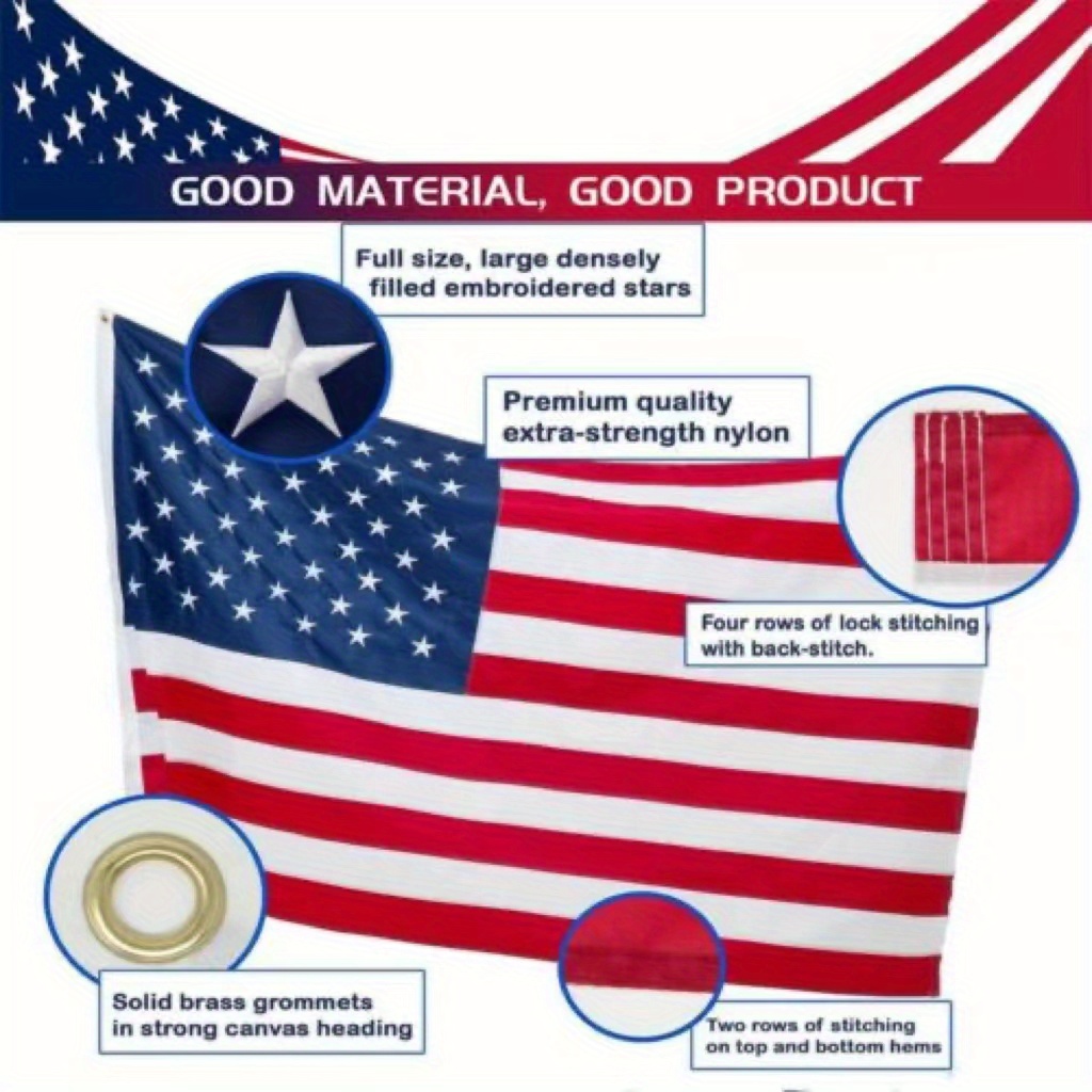 1pc American Flag Outdoor Heavy Duty Usa Flag With Luxury - Temu New ...