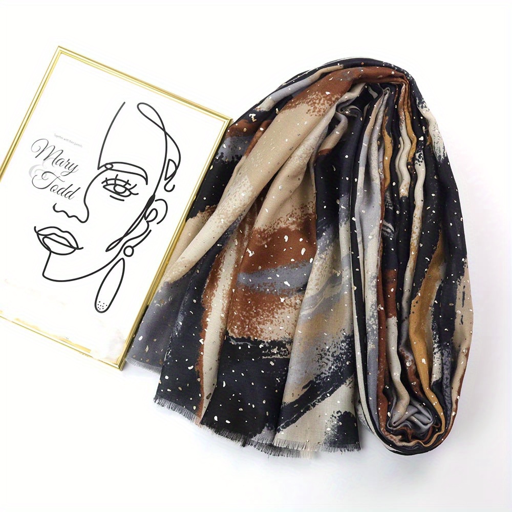 Hot Stamping Abstract Gradient Scarf Soft Edge Shawl - Temu United Kingdom