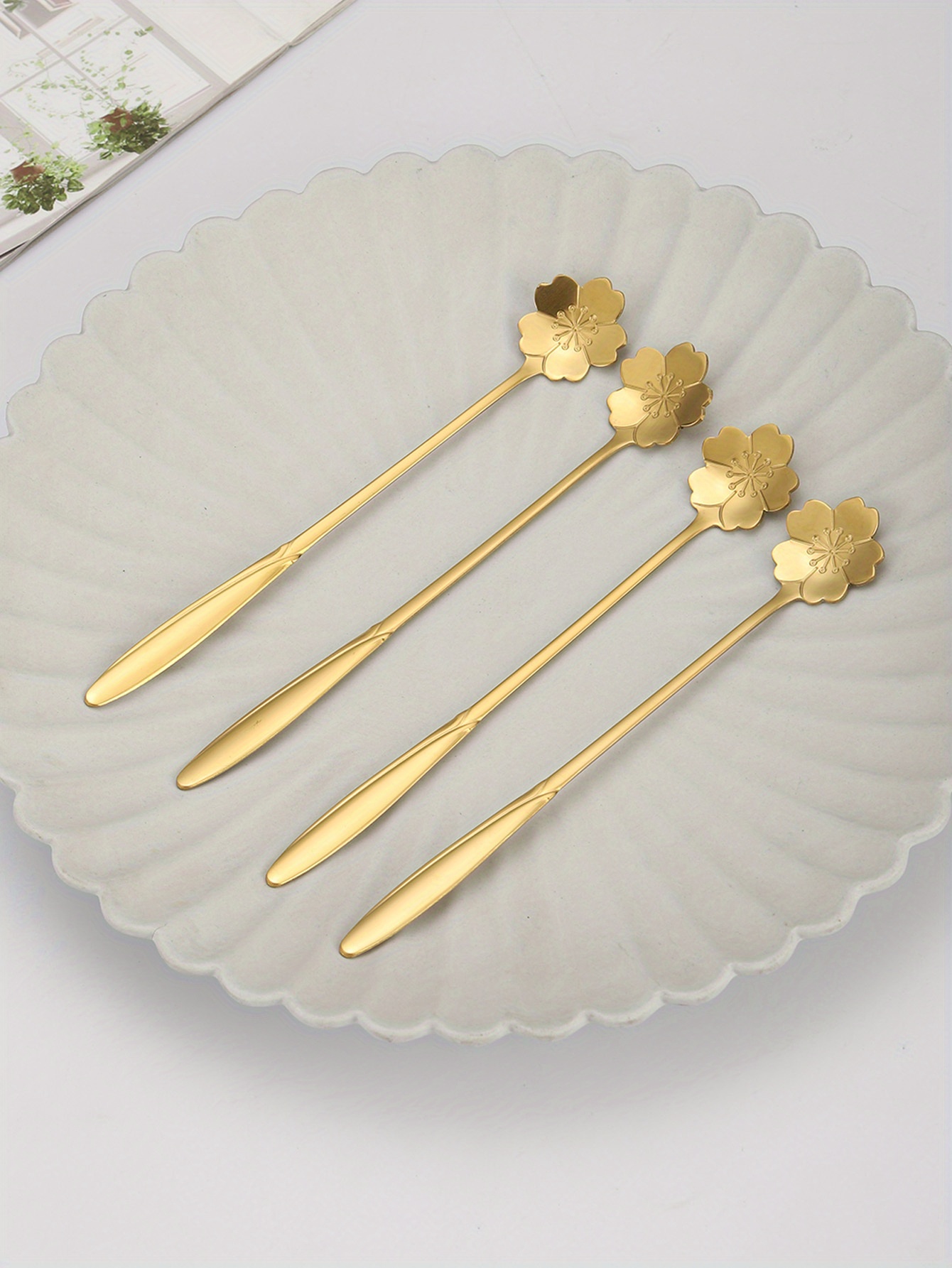 Pack Of 4 Golden Cherry Long Stirring Spoon Coffee - Temu Australia