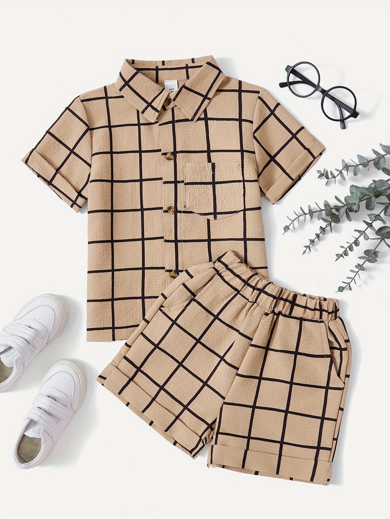 Boys Casual Outfit Short Sleeves Shirt Shorts Kids - Temu Australia