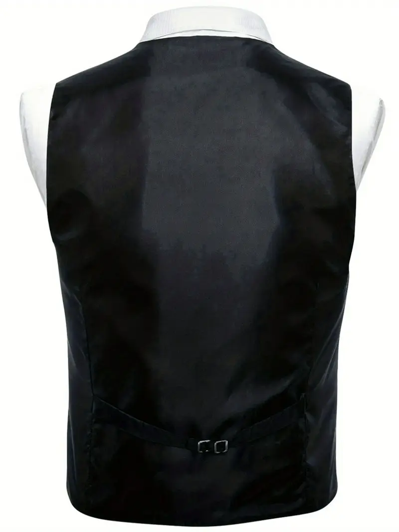 Plus Size Mens Brown Flora Jacquard Silk V Neck Vest Suit Temu Norway