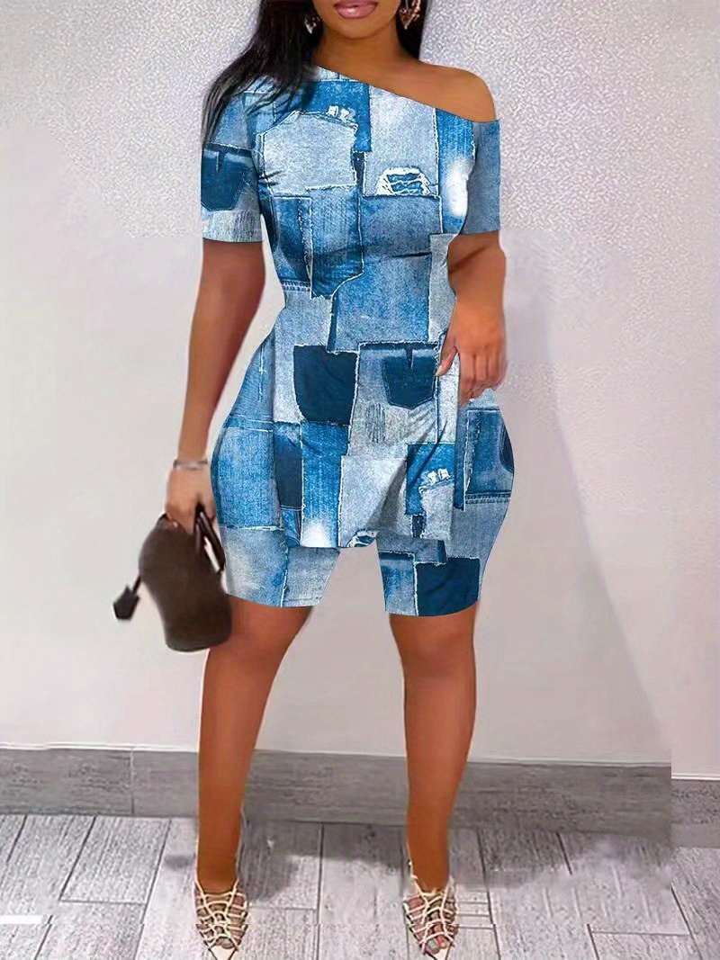 Plus Size Casual Outfits Set Women's Plus Denim - Temu Australia