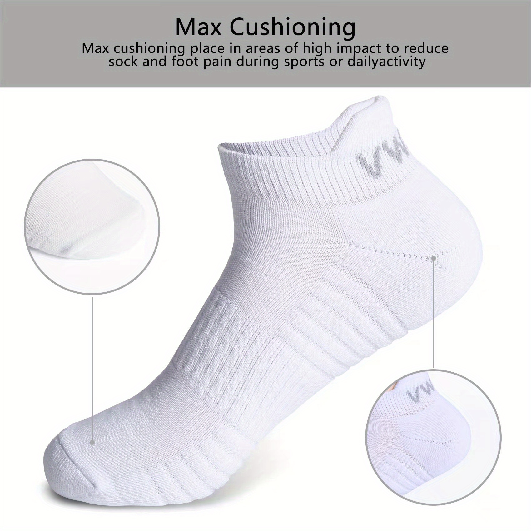 Vwell 6 Pairs Athletic Running Socks For Men Cushioned - Temu Australia