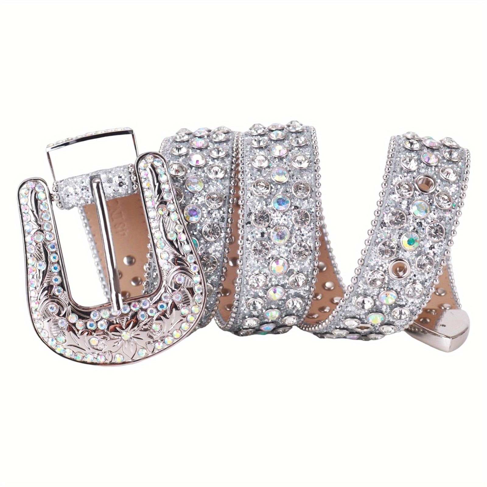 silvery sparkle belts women's luxury bling bling - Temu Denmark