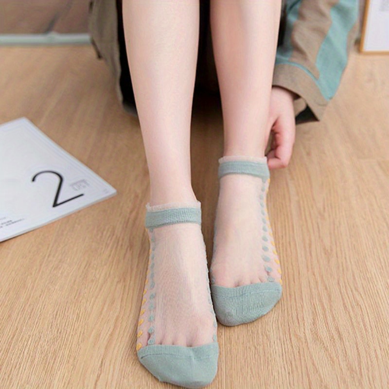 Polka Dot Mesh Socks Breathable Lightweight Ruffle Ankle - Temu Norway