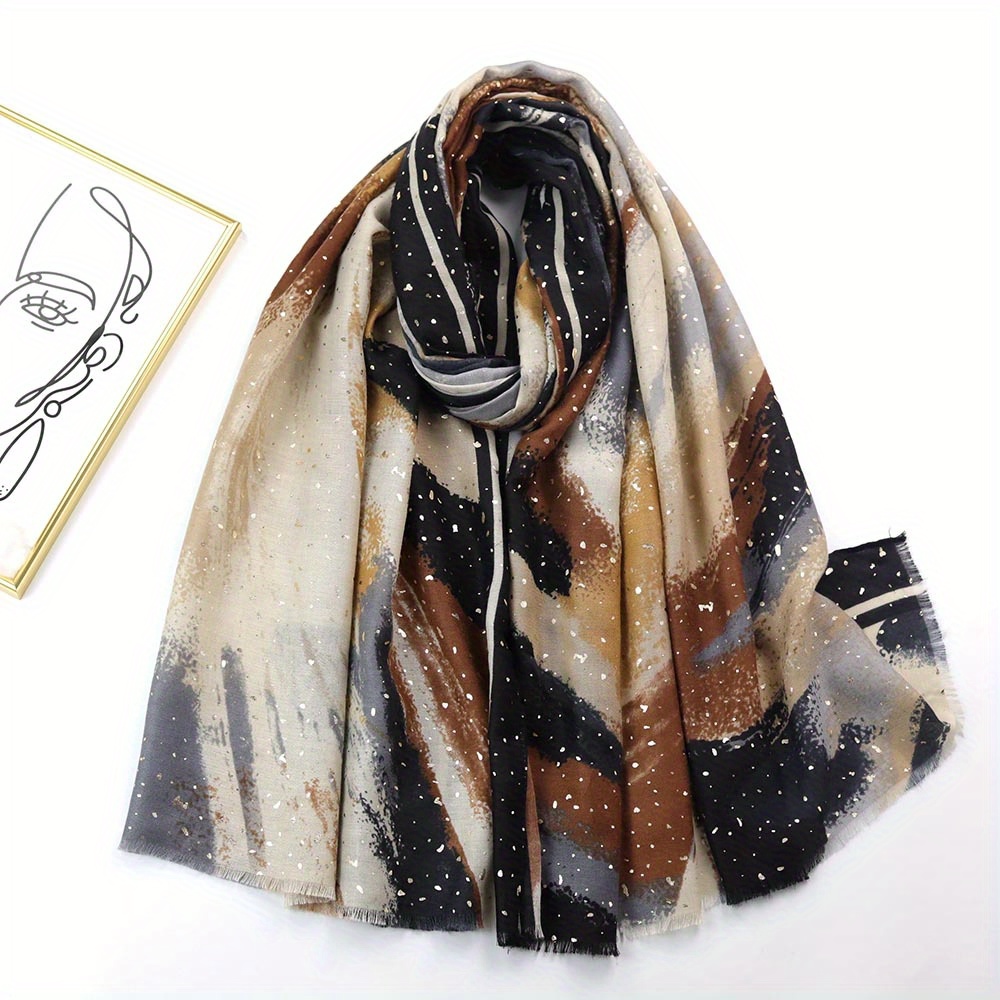 Hot Stamping Abstract Gradient Scarf Soft Edge Shawl - Temu United Kingdom