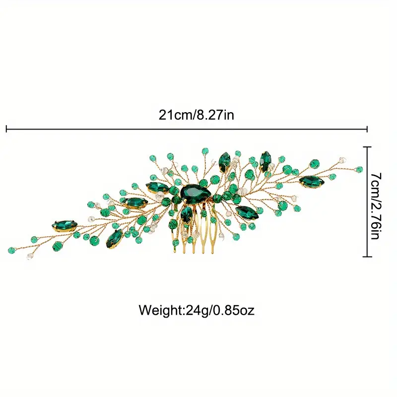 Handmade Rhinestone Hair Comb Bridal Weddings Emerald Green - Temu ... Handmade Rhinestone Hair Comb Bridal Weddings Emerald Green - Temu ...