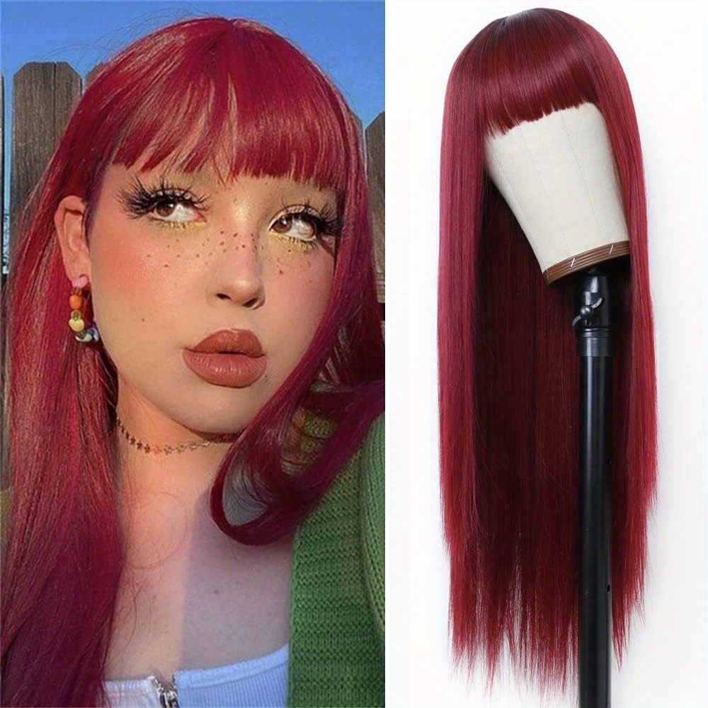 Light Blue Straight Hair Wig Glueless Synthetic - Temu