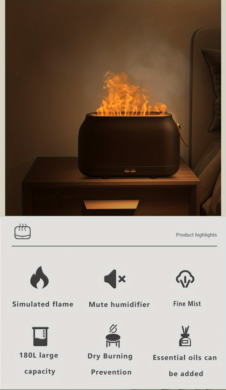 New Wood Grain Cloud Mist Flame Humidifier Aromatic Diffuser - Temu