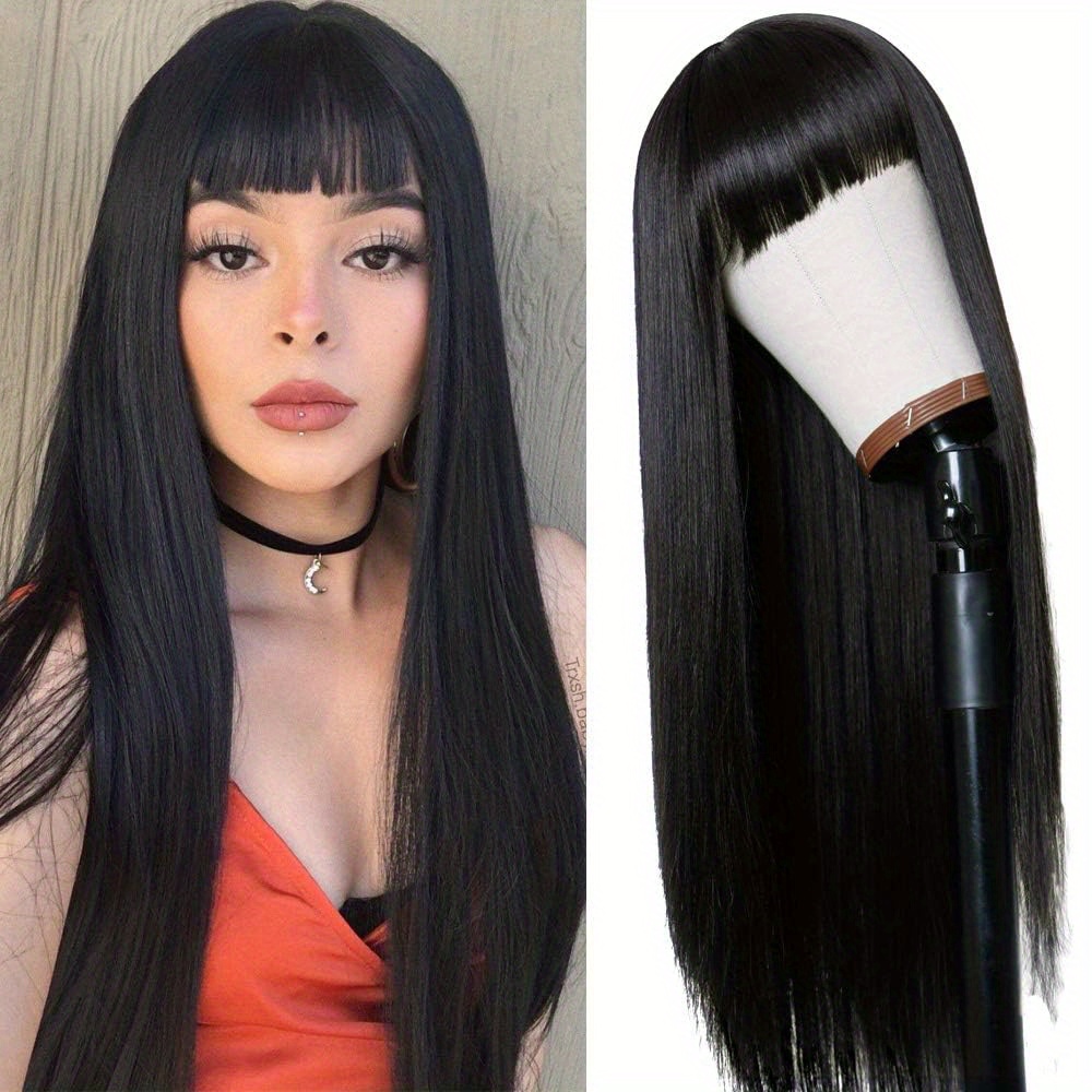 Light Blue Straight Hair Wig Glueless Synthetic - Temu