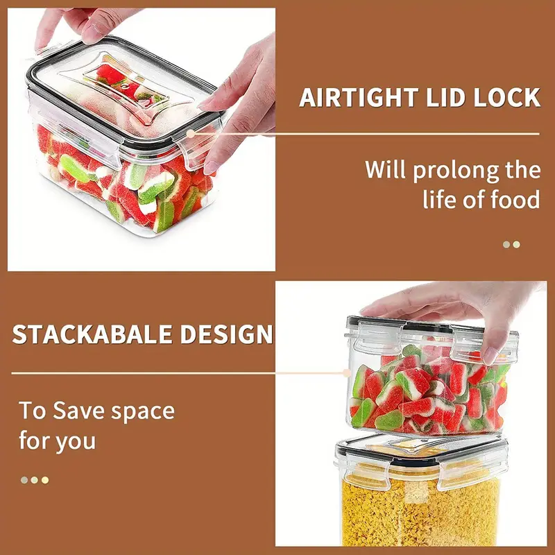 蓋付き密閉食品保存容器 3 個または 8 個 プラスチック製のキッチンとパントリーの整理と小麦粉 砂糖 シリアル ドライ Temu Japan