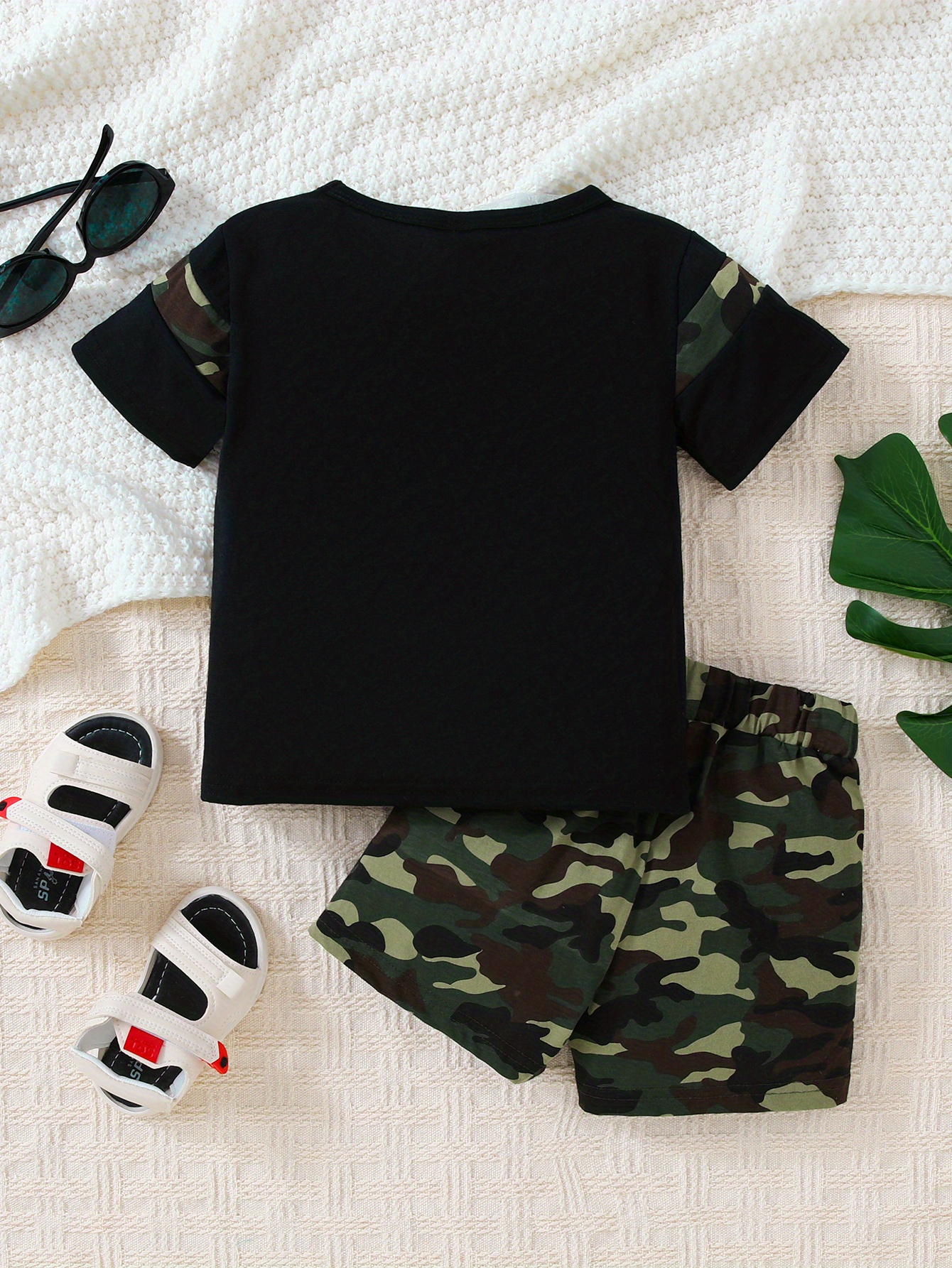 boys camouflage casual outfit round neck t shirt shorts - Temu Norway