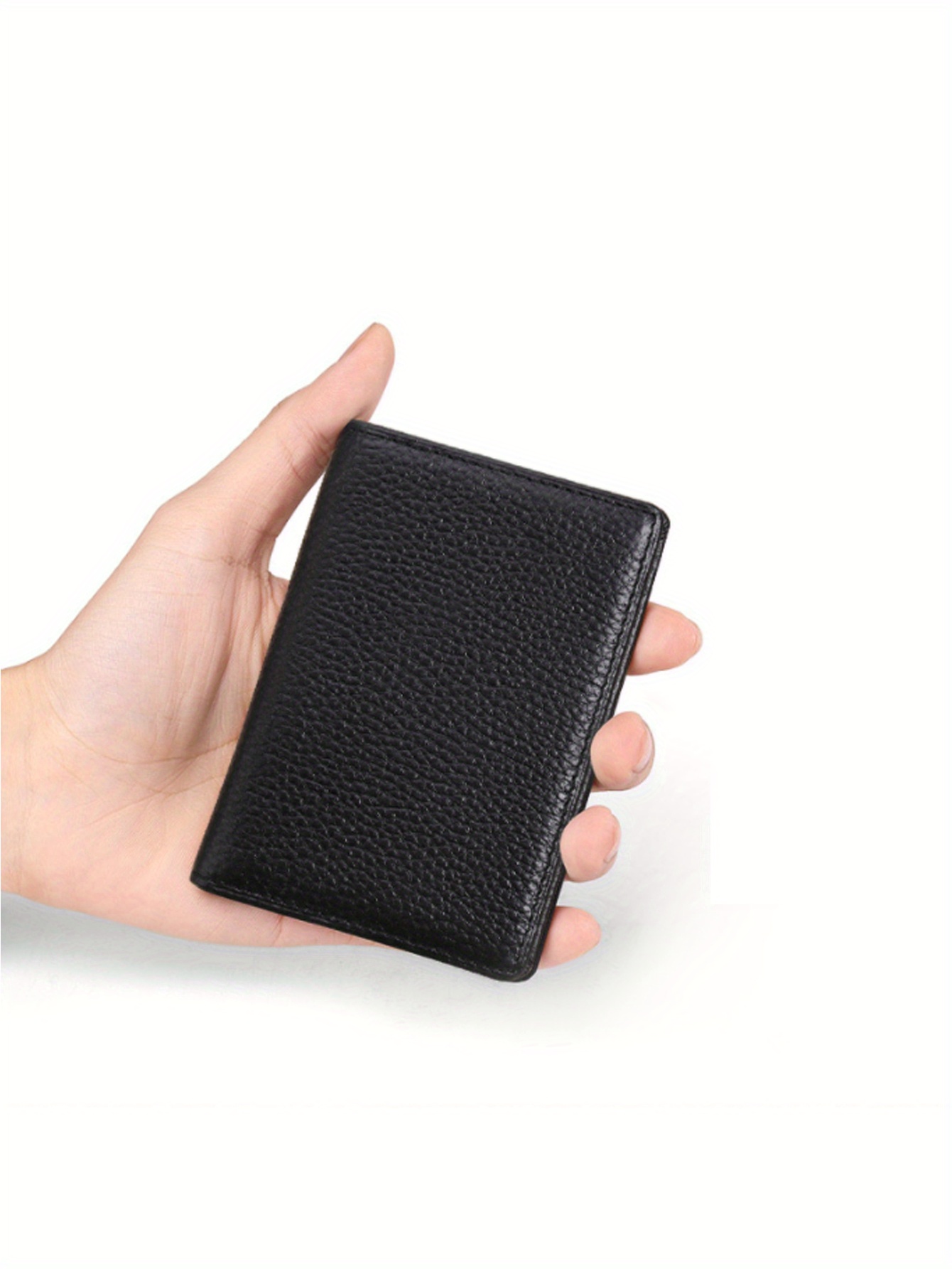 mens thin card holder genuine leather id card holder minimalist front ...