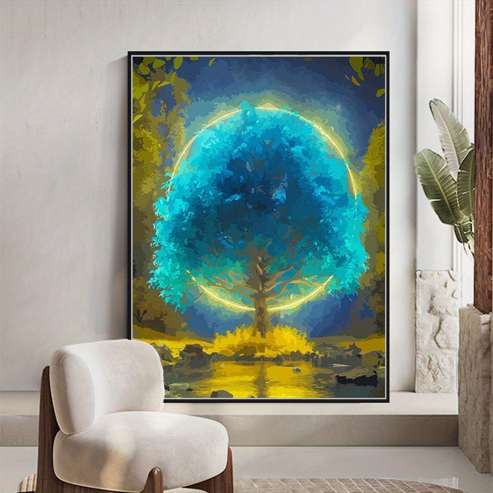 Digitálna súprava olejomaľby Moon Tree vhodná pre dospelých a študentov, DIY digitálna ...