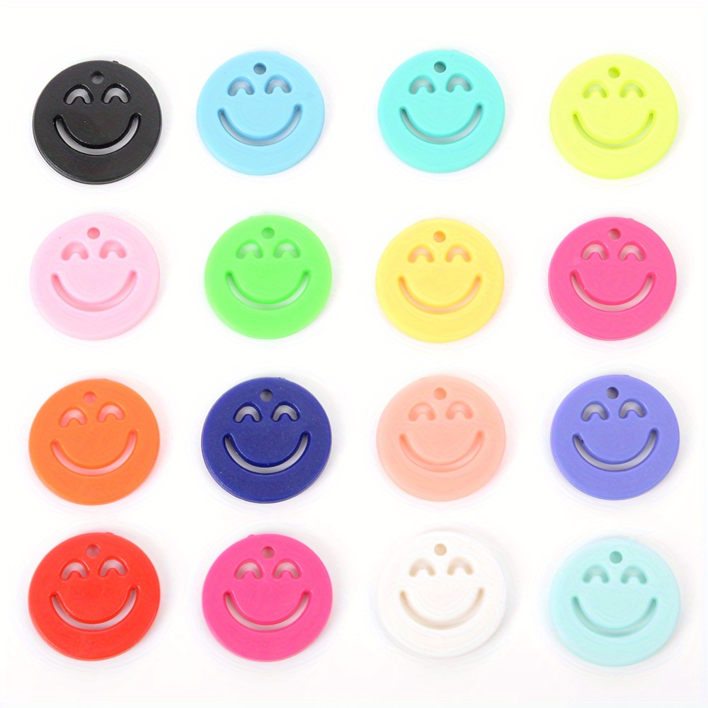 Round Smiling Face Pendant 16 Style Plastic Beads Diy - Temu Australia