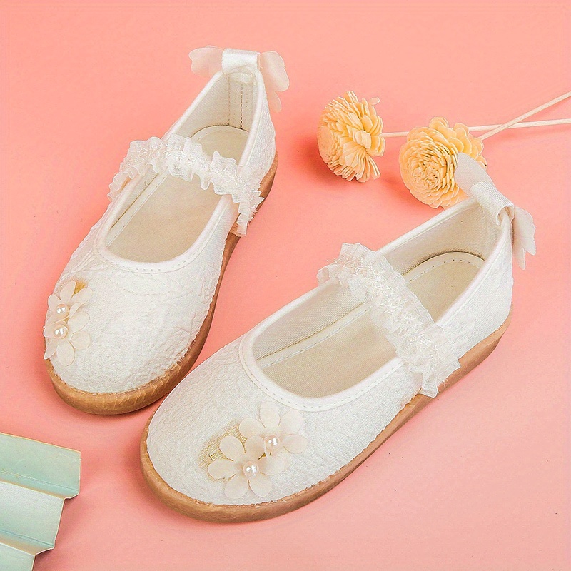 Children Girls Flat Shoes Soft Soles Non Slip Breathable And Comfortable Lace T Strap Shoes With ...