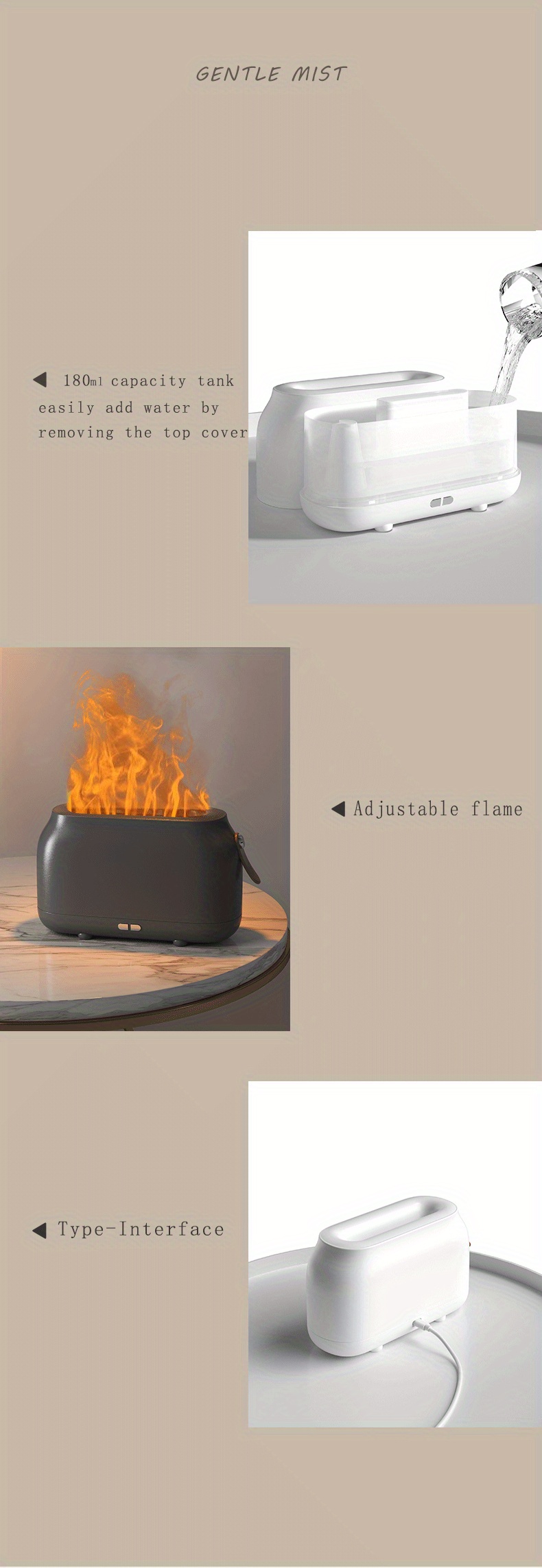 New Wood Grain Cloud Mist Flame Humidifier Aromatic Diffuser - Temu