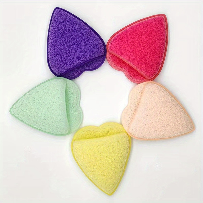 Reusable Facial Cleansing Puff Soft Elastic Heart Shape Portable Travel ...