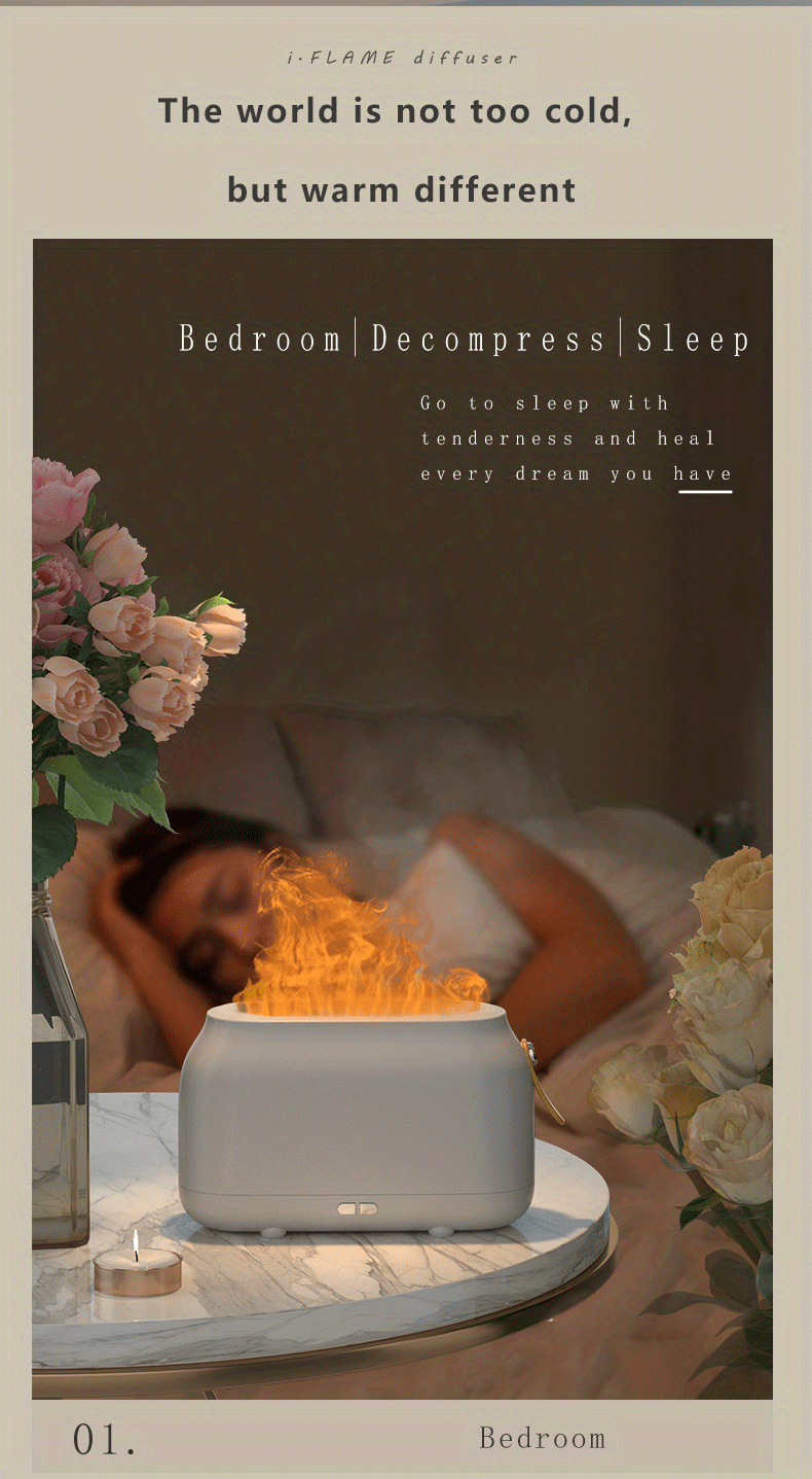 New Wood Grain Cloud Mist Flame Humidifier Aromatic Diffuser - Temu