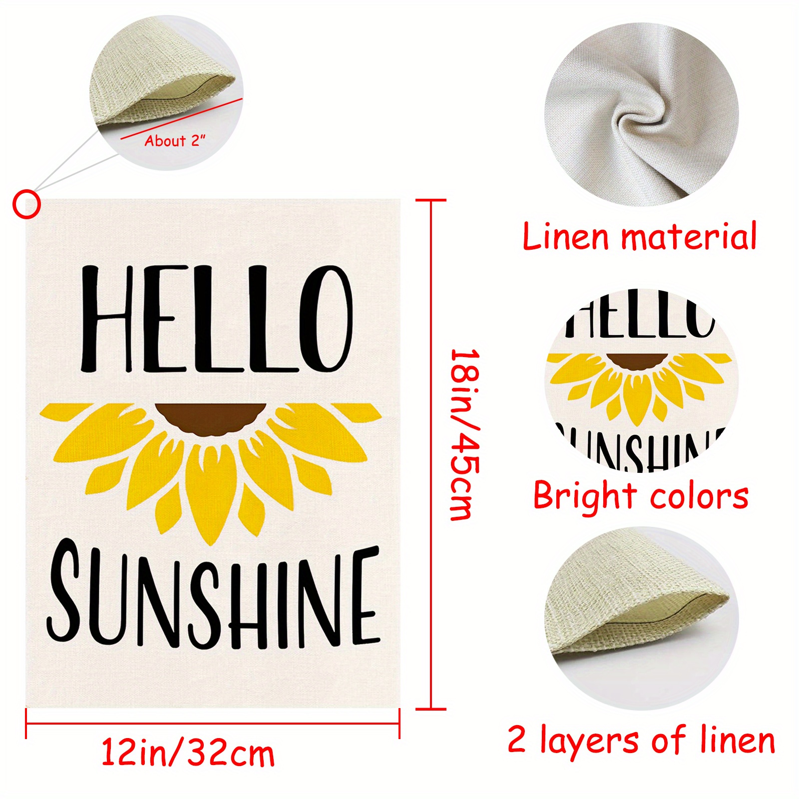 Welcome Linen Double Sided Garden Flag - Temu United