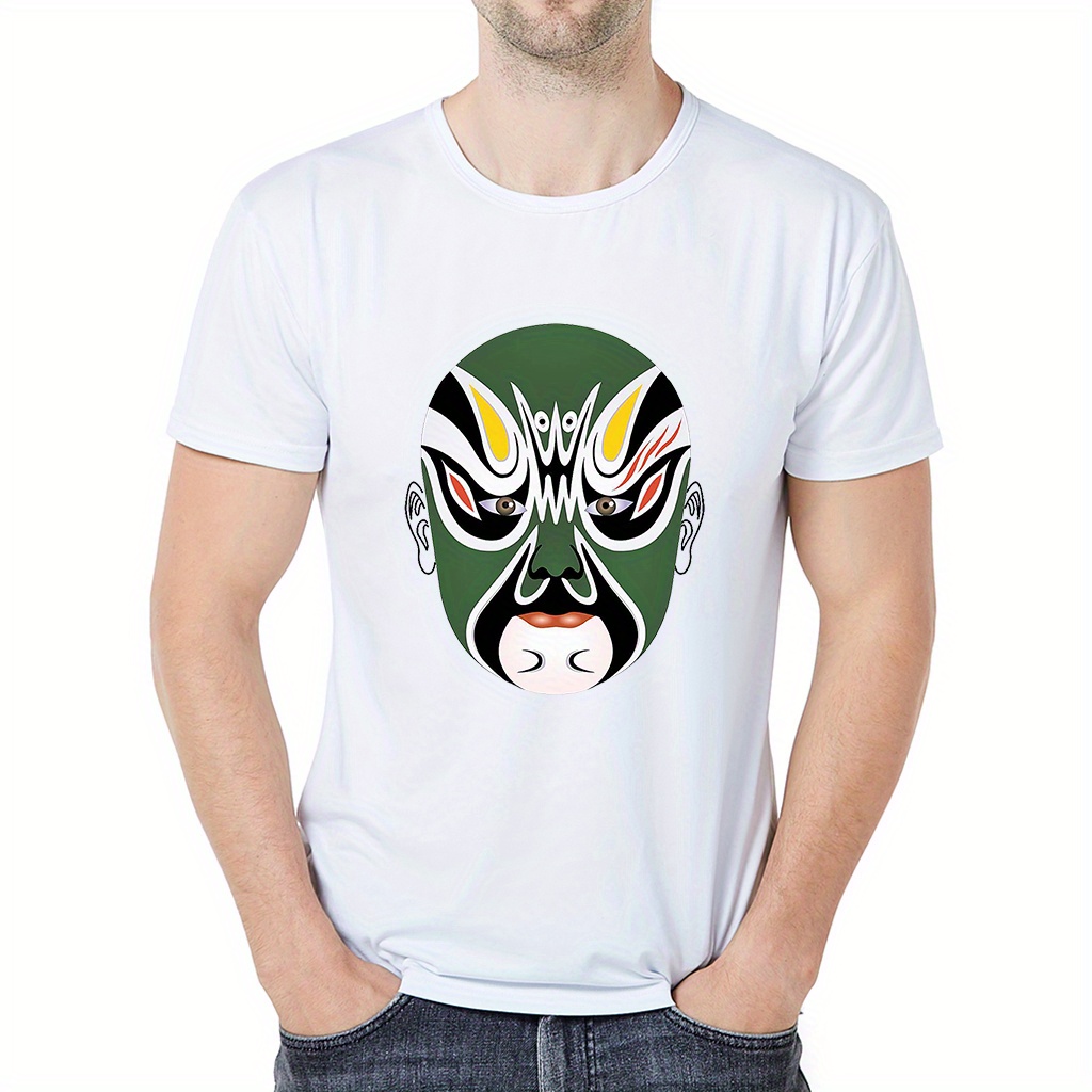 Men's Opera Face Changing Casual Round Neck Short - Temu Australia