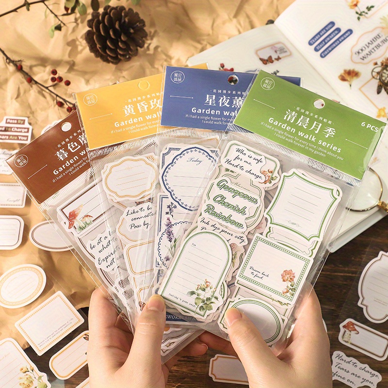6 Pcs Set Retro Label Series Journal Material Paper Memo Pad - Temu ...