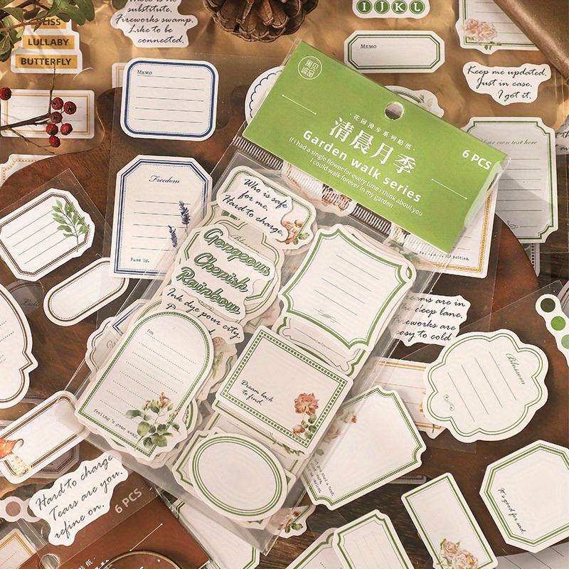 6 Pcs Set Retro Label Series Journal Material Paper Memo Pad - Temu ...