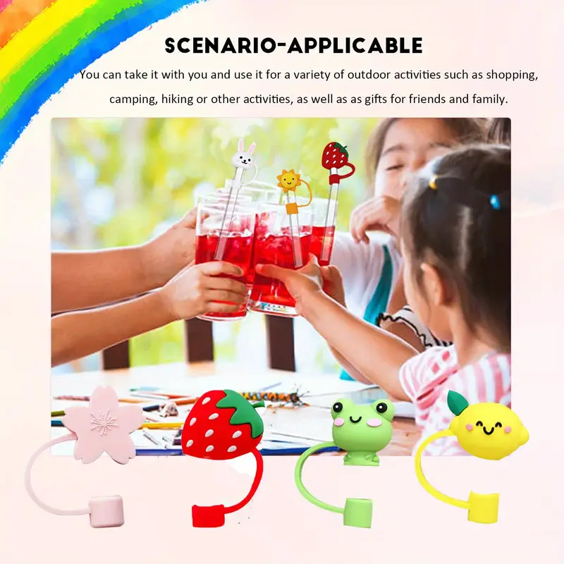 Reusable Drinking Straw Lids Cartoon Silicone Straw Tips For - Temu Reusable Drinking Straw Lids Cartoon Silicone Straw Tips For - Temu