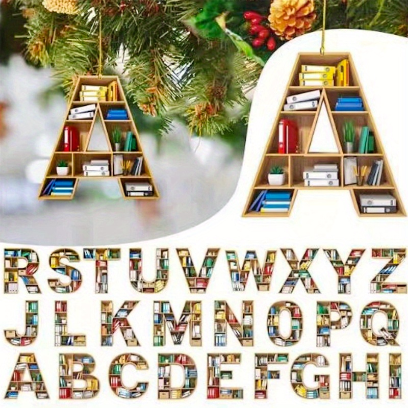 26 Letter Book Couple Christmas Tree Decoration Bookshelf - Temu