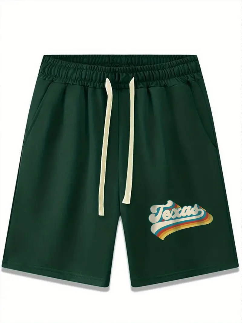 Texas Letter Printed Short Pants Regular Shorts Trendy Temu