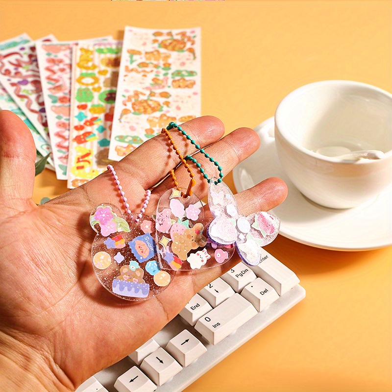 Diy Acrylic Keychain Blanks Heart Cloud Flower Hexagon Cat - Temu