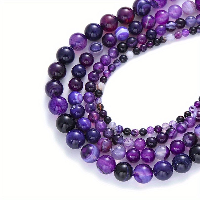 Natural Stone Beads Smooth Purple Agates Round Beads Loose - Temu Australia