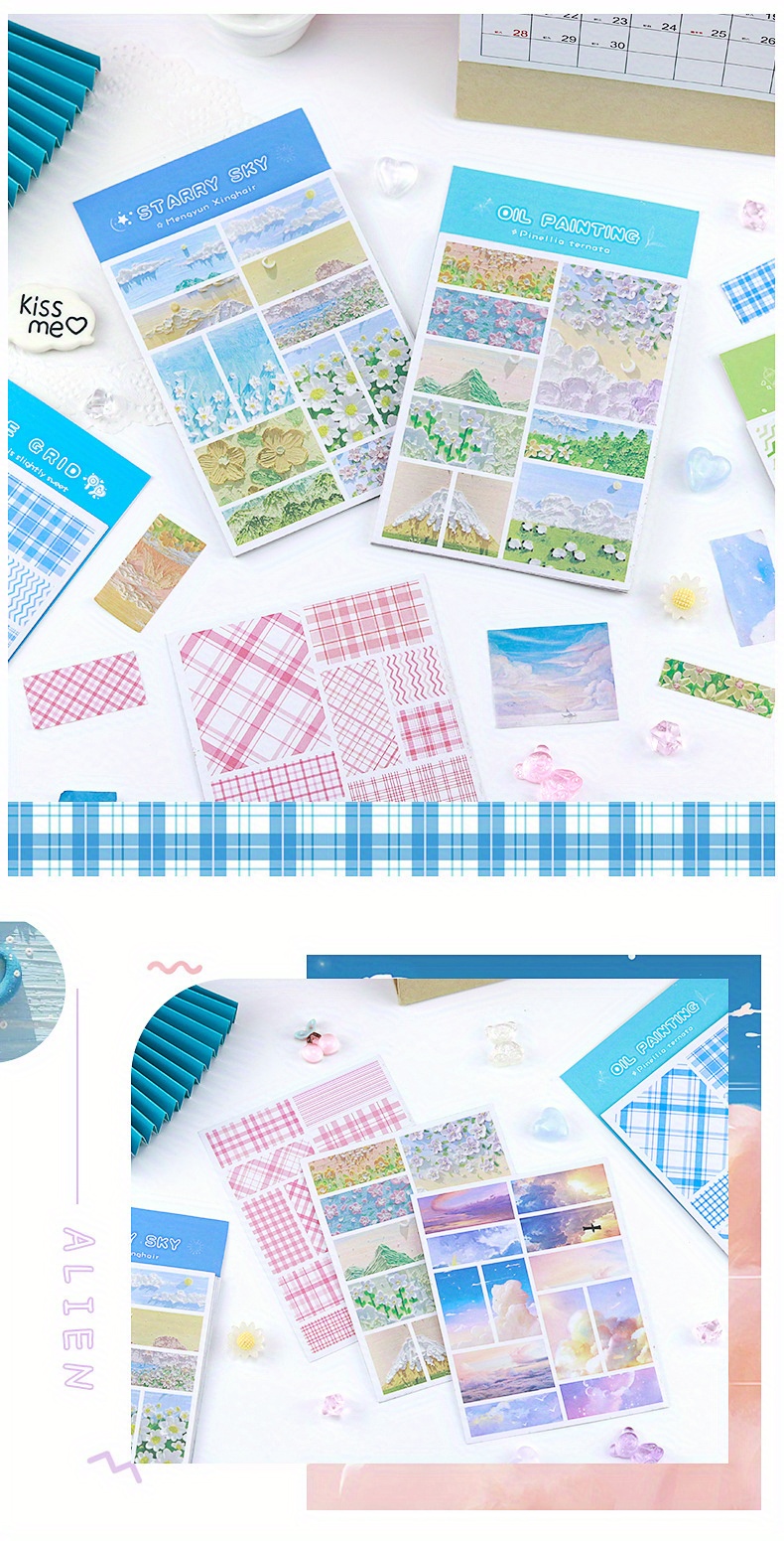 Grid Journal Diary Stickers Basic Frame Landscape Oil - Temu New Zealand
