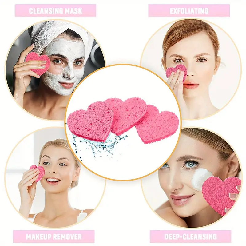 Heart Shaped Facial Sponges Container Natural Sponge Pads Temu