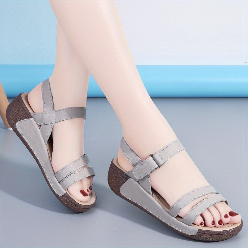 Women's Casual Wedge Sandals Open Toe Soft Sole Hook Loop - Temu Norway