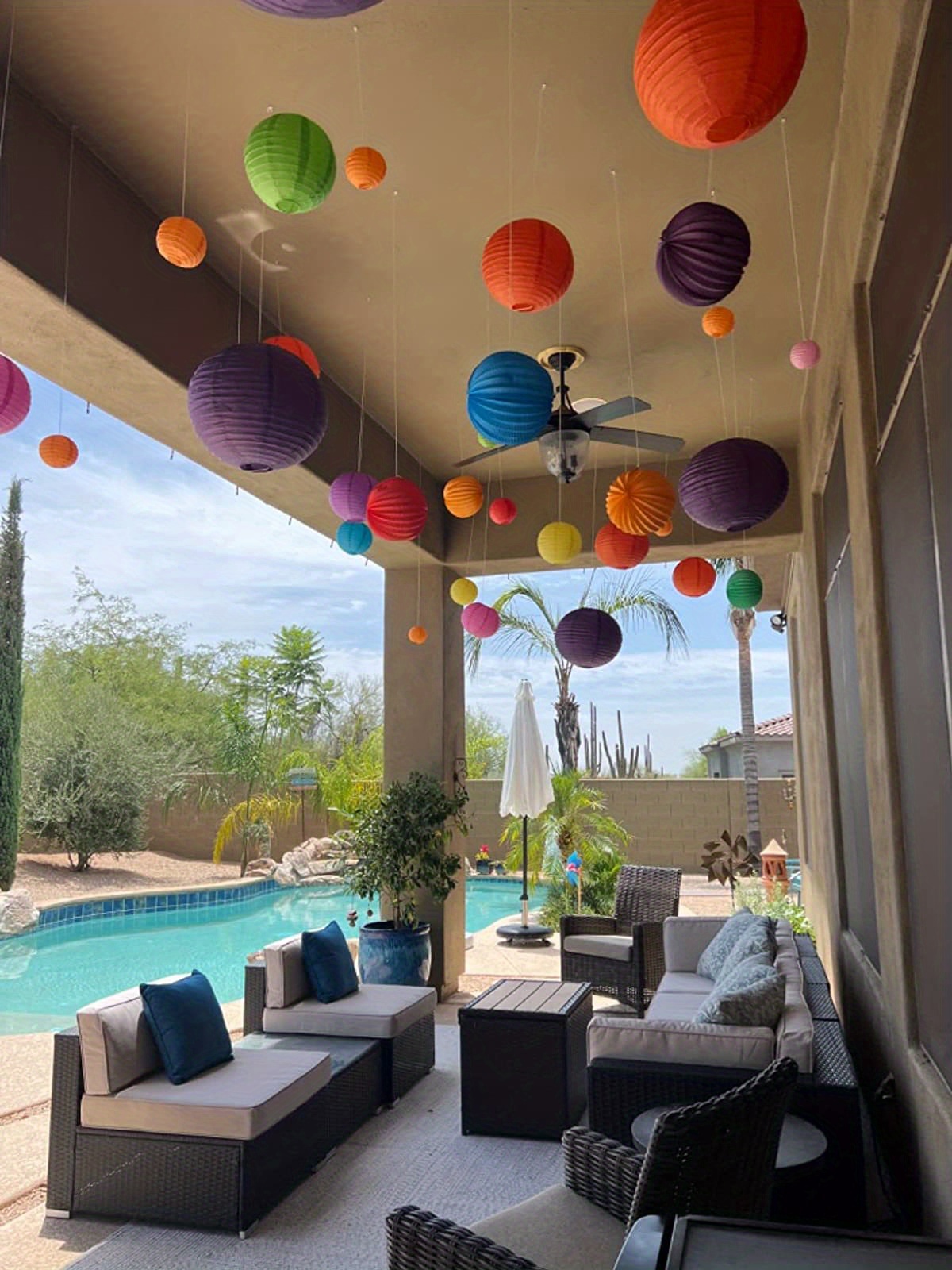 Paper Lanterns Decorative Party Supplies Rainbow Birthday - Temu