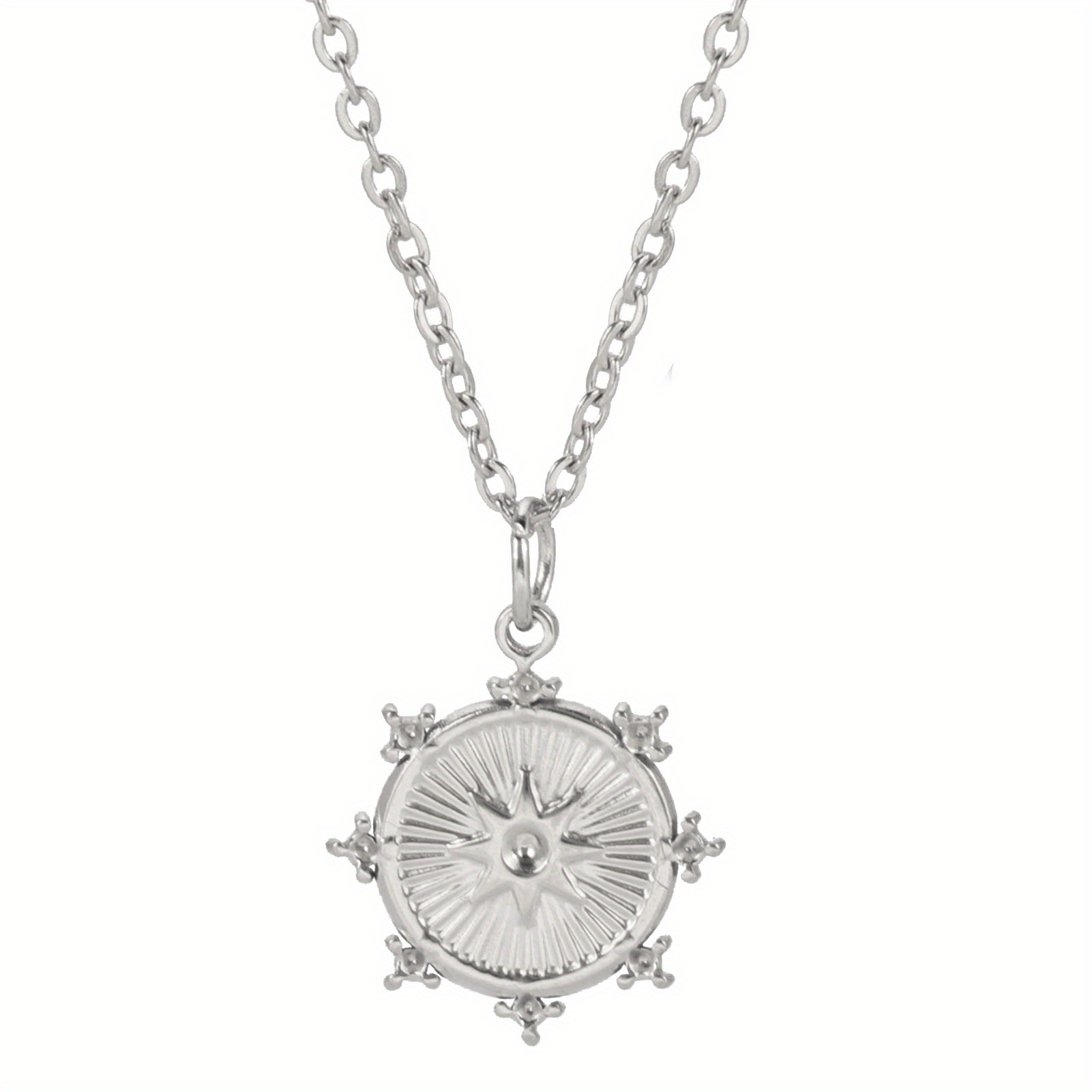 Men's Stainless Steel Cross Compass Pendant Necklace - Temu United Kingdom