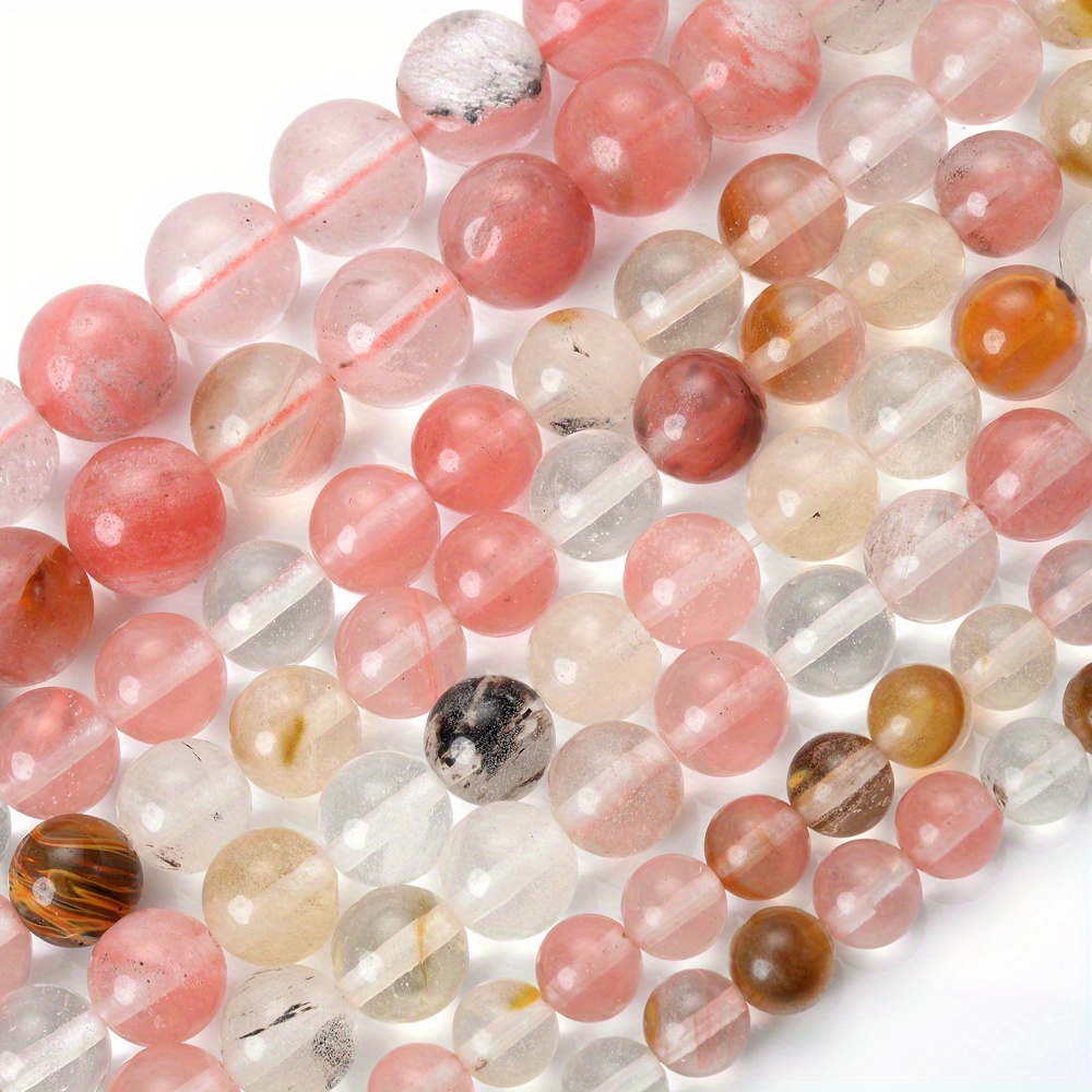 Natural Stone Beads Round Red Watermelon Bead Jewelry Making - Temu ...