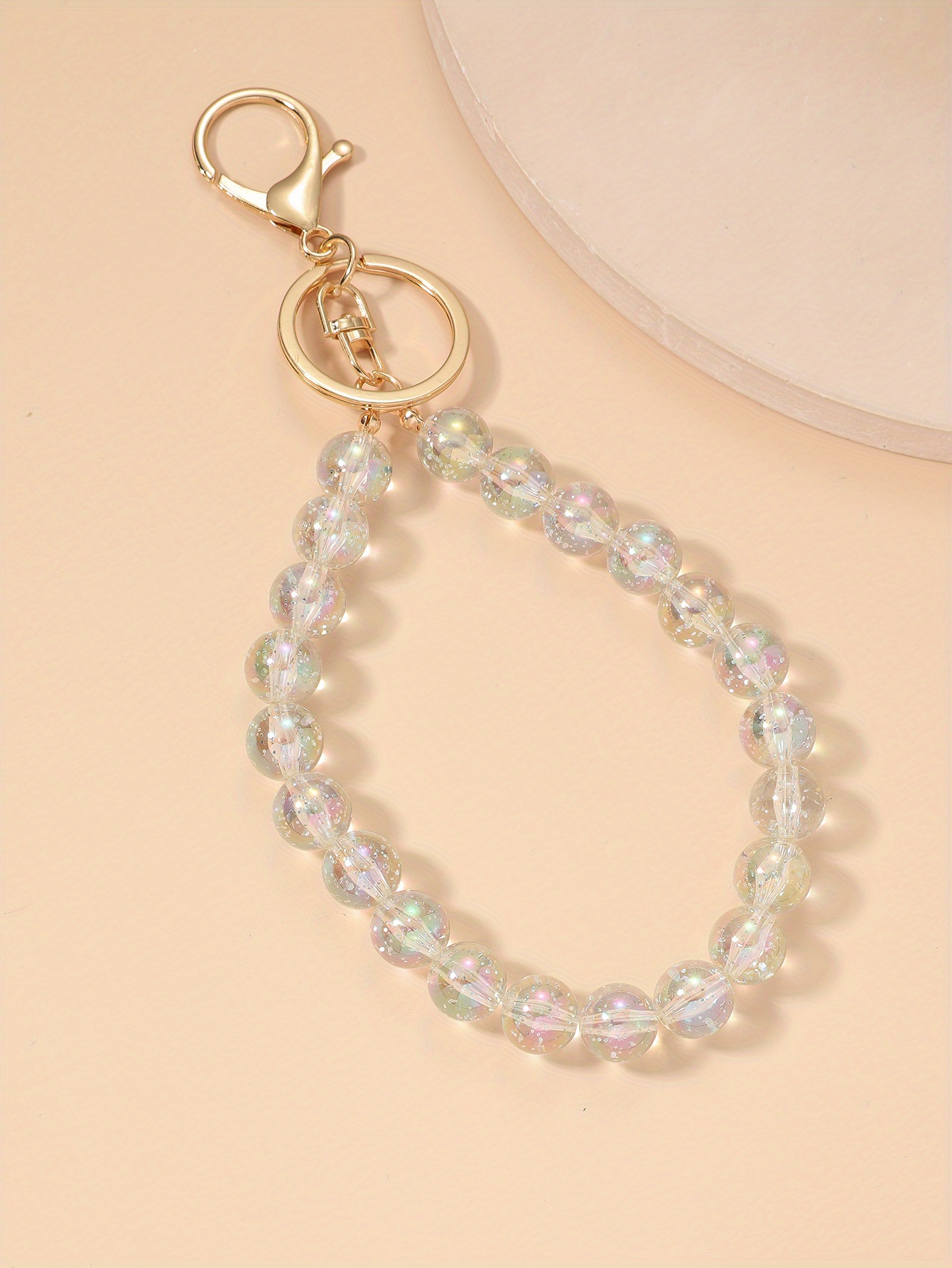 glitter beaded bracelet keychain elegant dual purpose key - Temu New ...