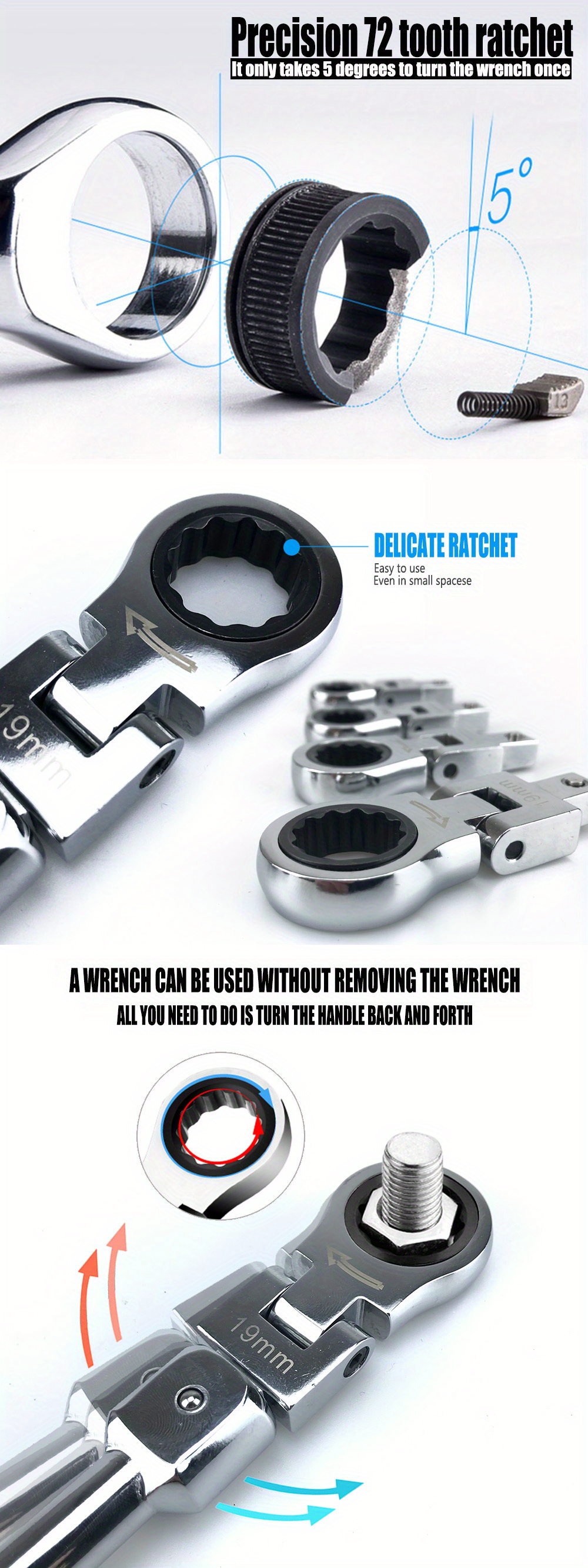 B5 Detachable Ratchet Wrench Kit Changeable Head Boxed Auto - Temu New ...