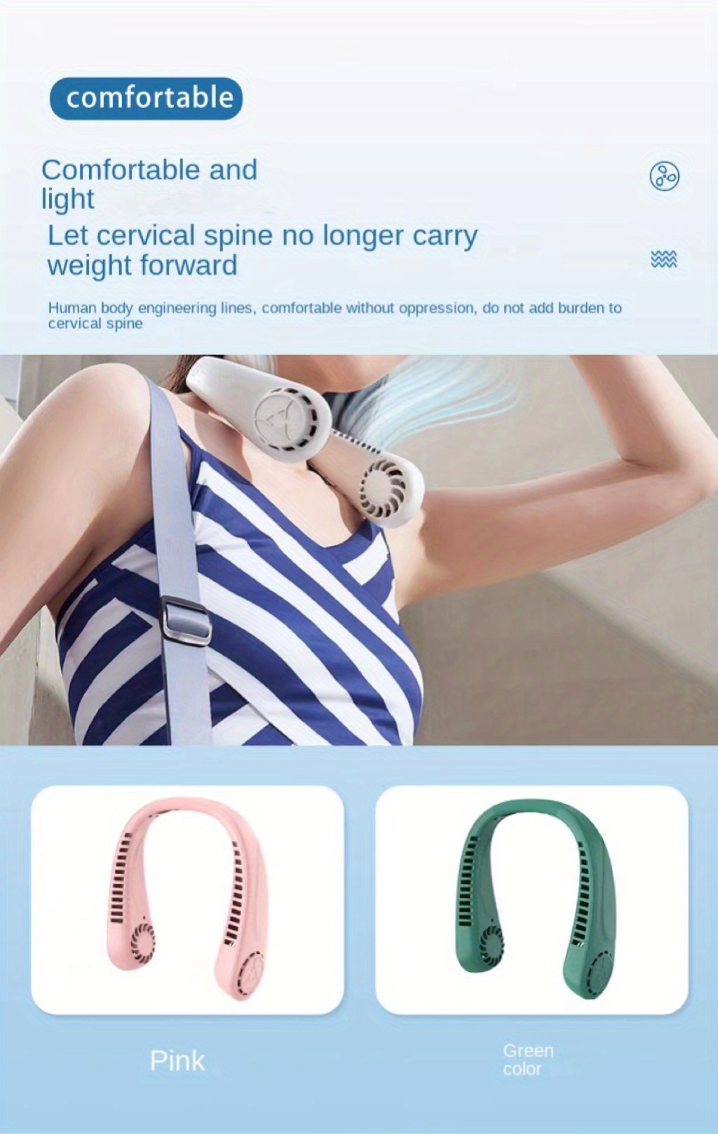 Hands free Usb Neck Fan 2500 Mah Rechargeable Cooling Fan - Temu Australia