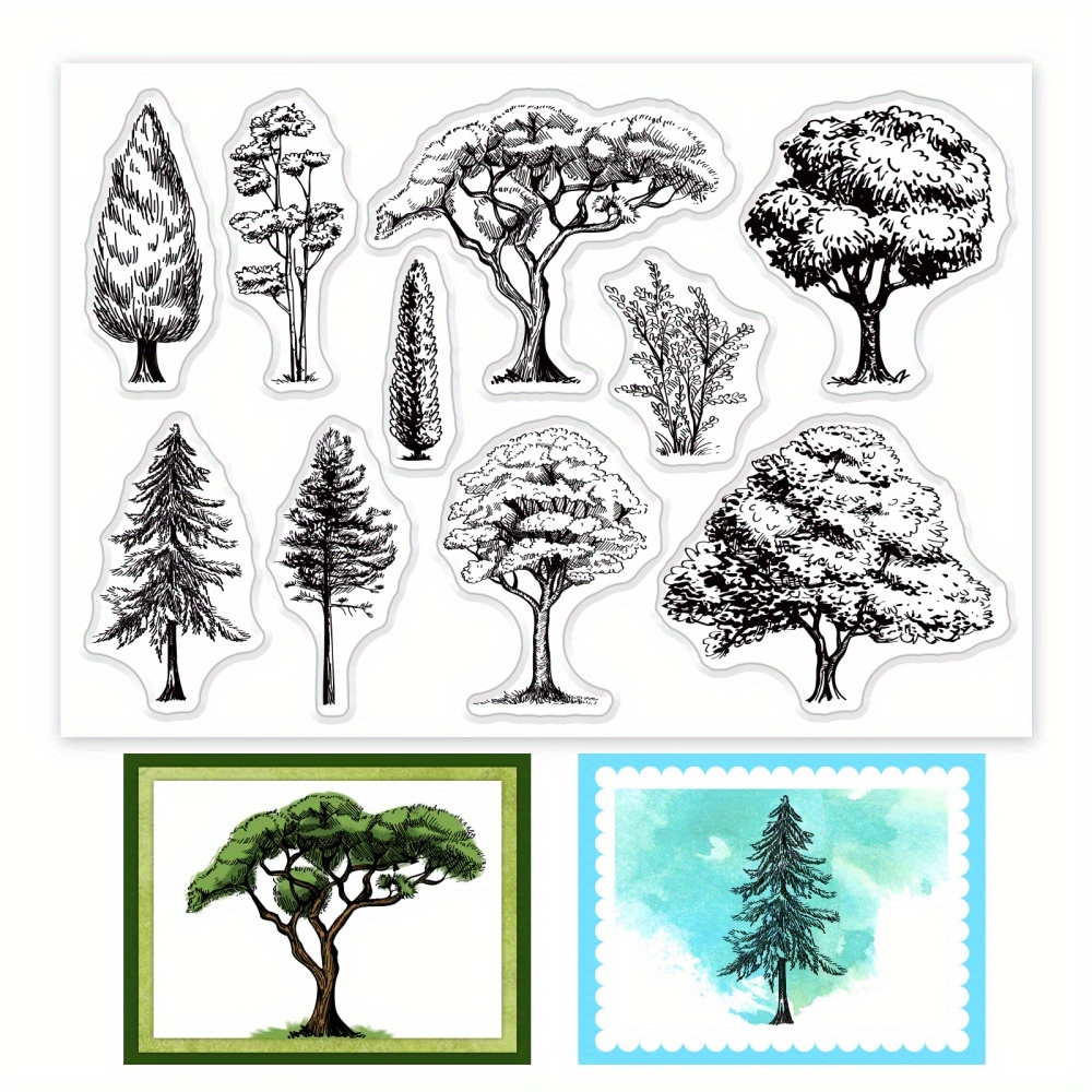 Trees Clear Stamps Plant Landscape Sketch Silicone Clear - Temu Australia