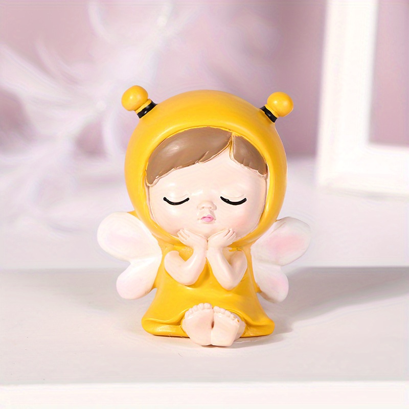 1pc Bee Elf Cute Ornaments Beauty With Wings Holding Face Home Creative ...