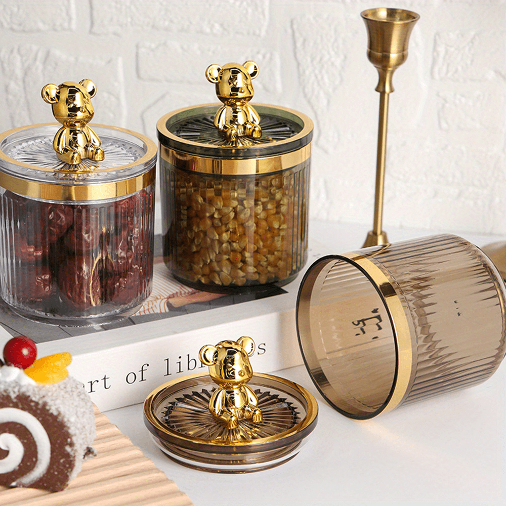 Acrylic Storage Jar Bear Shaped Lid Food Storage Container - Temu