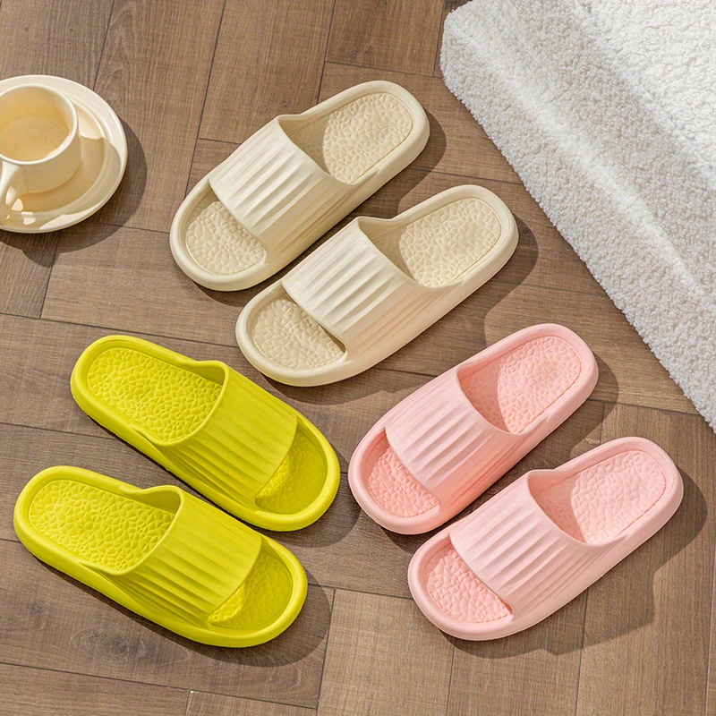 Mens Lightweight Non Slip Open Toe Quick Drying Slides For Bathroom ...