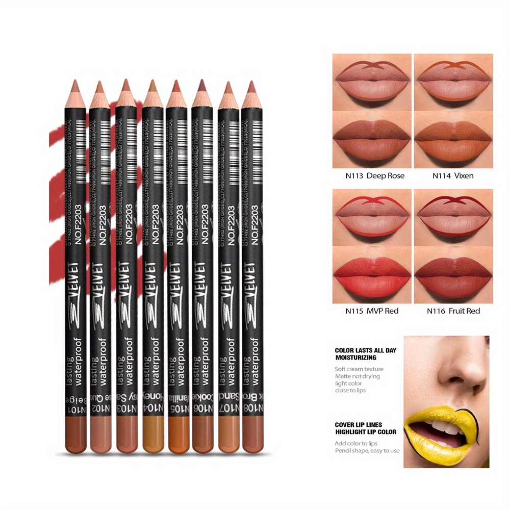 16 Colors Matte Lip Liner Wooden Solid Lipstick For Contouring Long Lasting And Smudge Proof ...